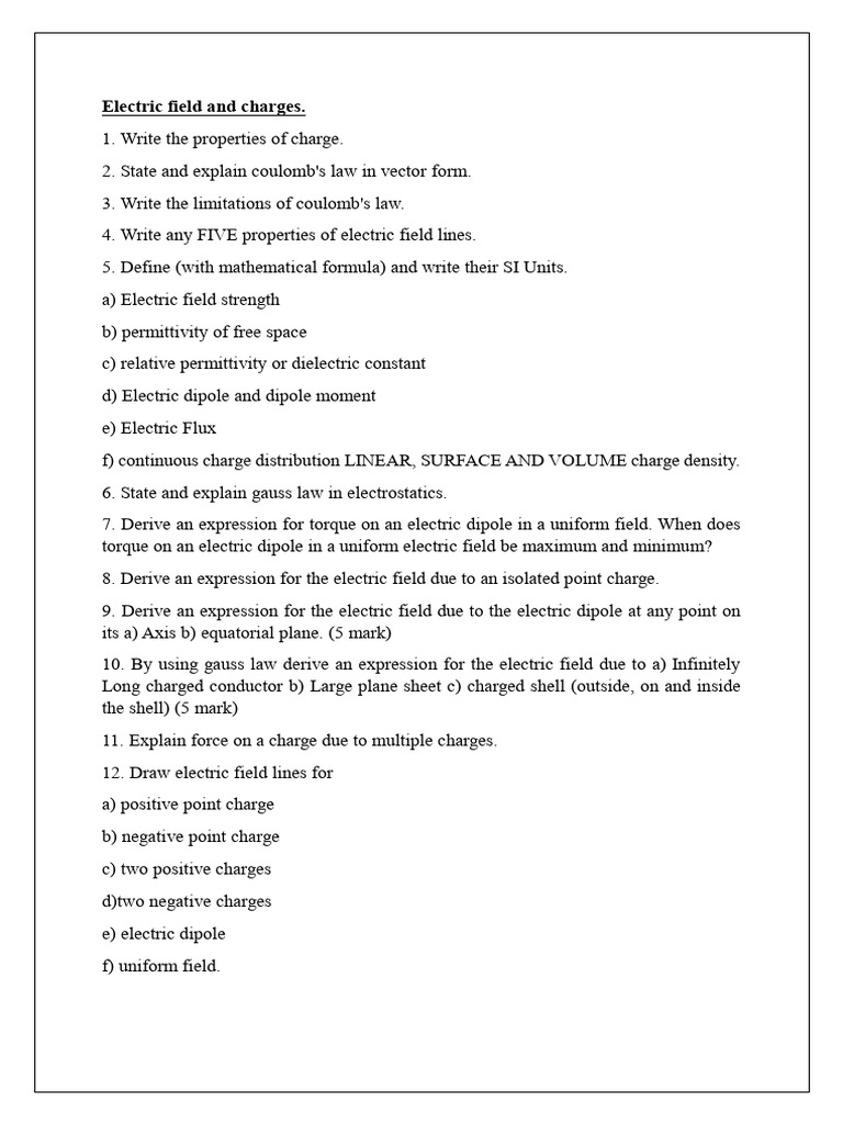 Electrostatics (1 and 2 Chapter) | PDF | Electric Field | Capacitance