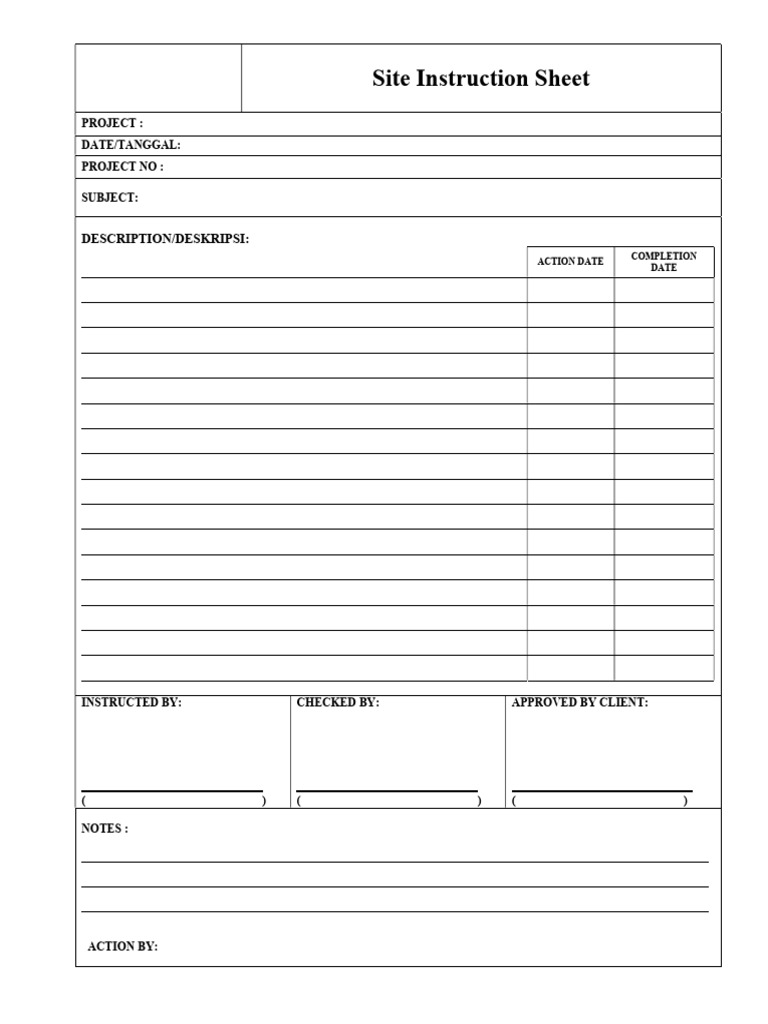 Site Instruction Sheet | PDF
