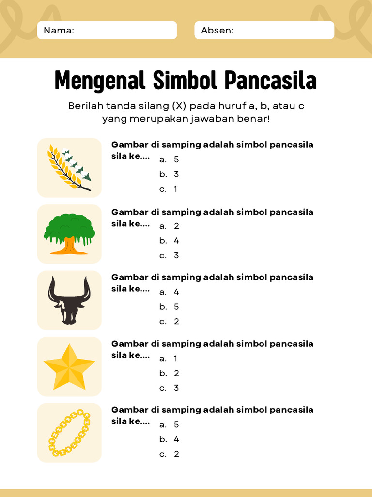 Lembar Kerja Mengenal Simbol Pancasila Kuning Ilustrasi - 20250712 ...