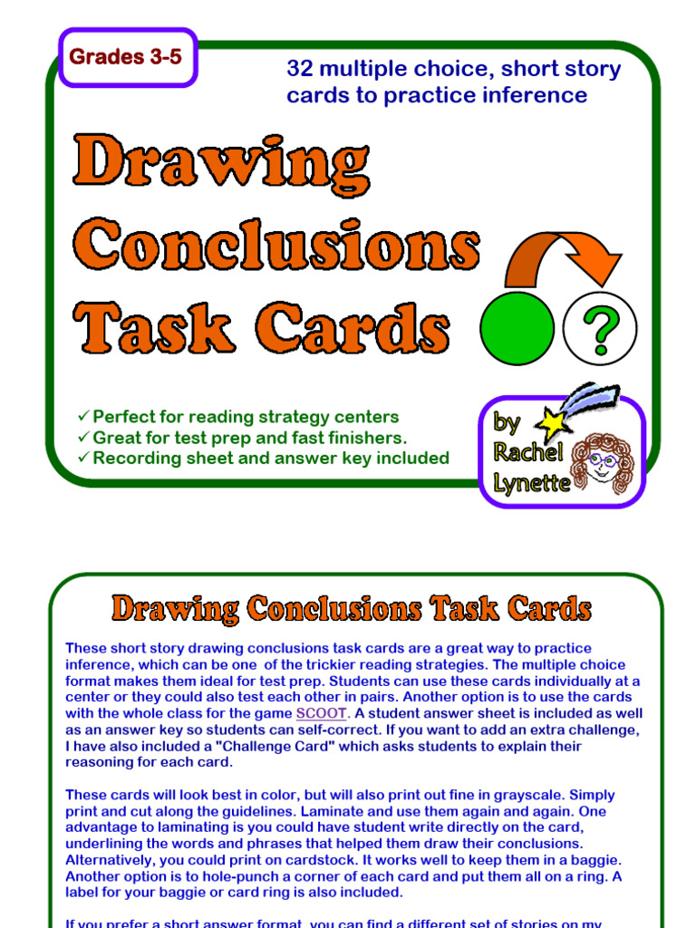 Drawing Conclusion Task Cards | PDF