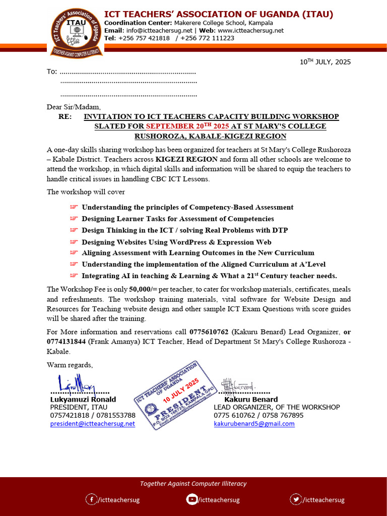 ICT Teachers Workshop Invitation 2025 | PDF | Educational Technology ...