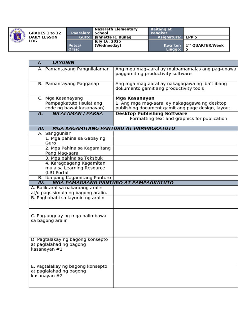 EPP5 Q1 Week5 D3 | PDF
