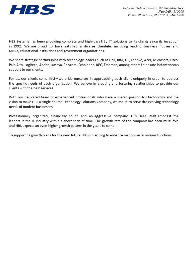 HBS Profile | PDF