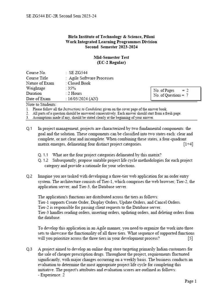 Se Zg544 Ec-2r Second Sem 2023-2024 | PDF | Software Development Process | Agile Software ...