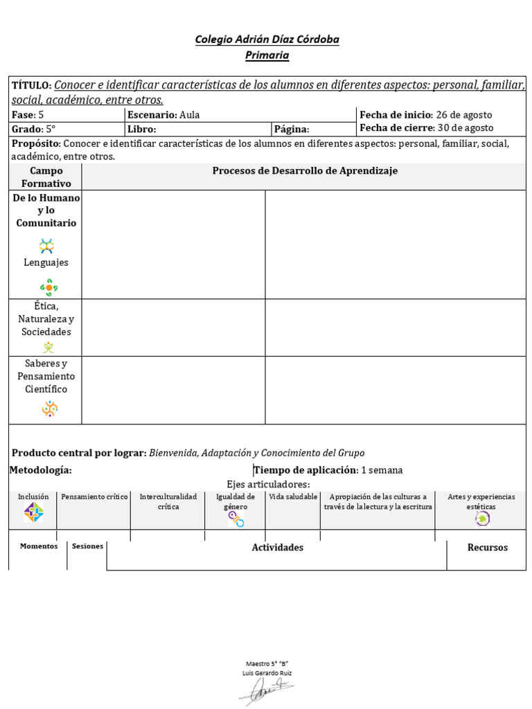 Identificación de Alumnos en 5° Grado | PDF