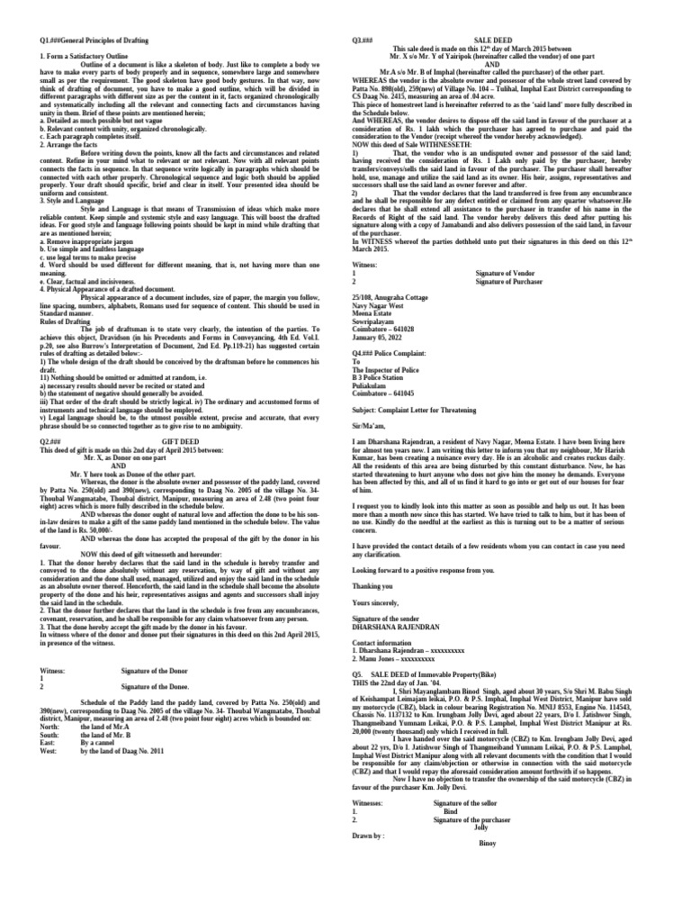 Drafting, Promissory Note, Money Receipt | PDF | Mortgage Law | Lease