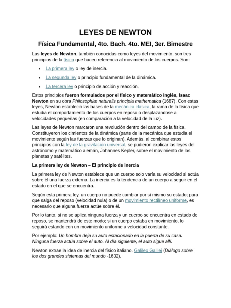 Leyes de Newton: Fundamentos del Movimiento | PDF | Las leyes del ...