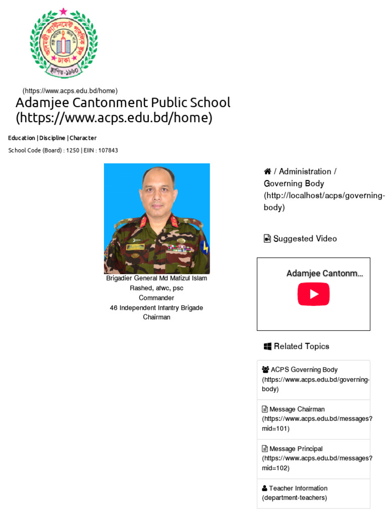 Adamjee Cantonment Public School Governing Body | PDF | Bangladesh