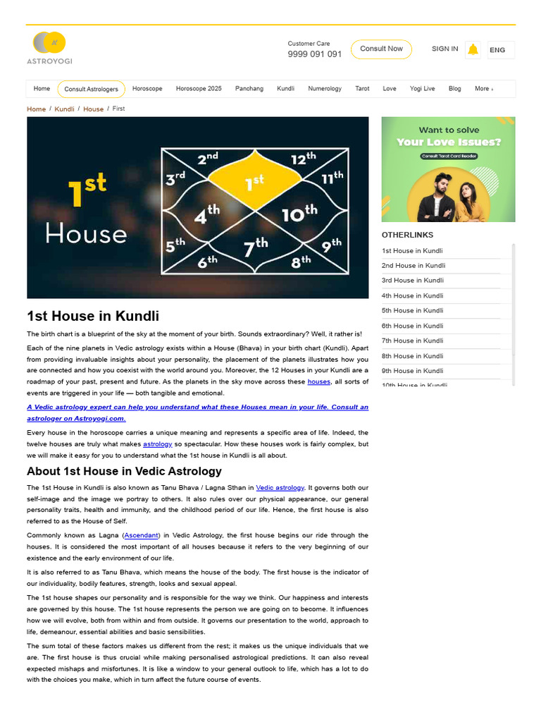 1st House in Kundli - First House in Vedic Astrology, Significance and ...