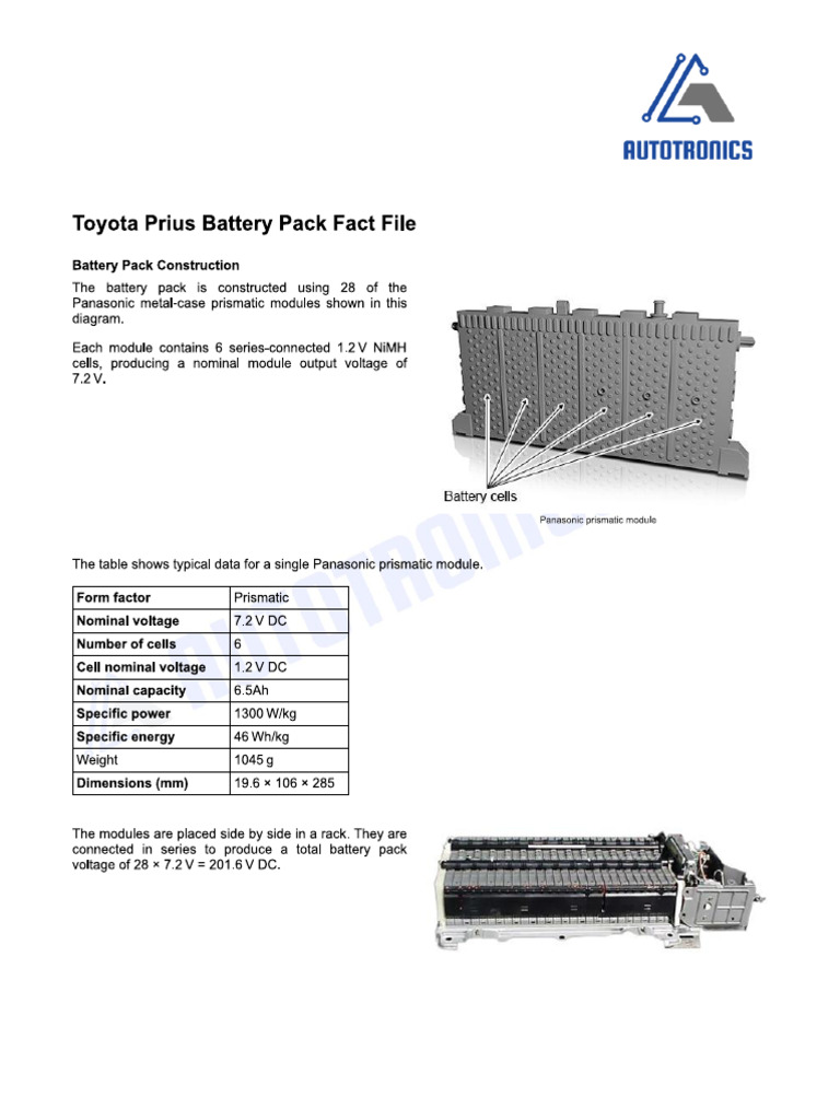 Toyota Prius Battery Pack Fact File | PDF