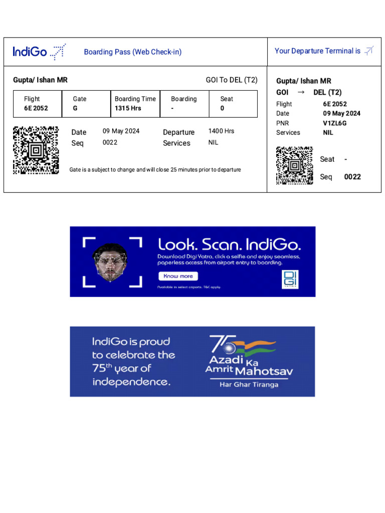 V1ZL6G Ishan Gupta Boarding Pass105 | PDF