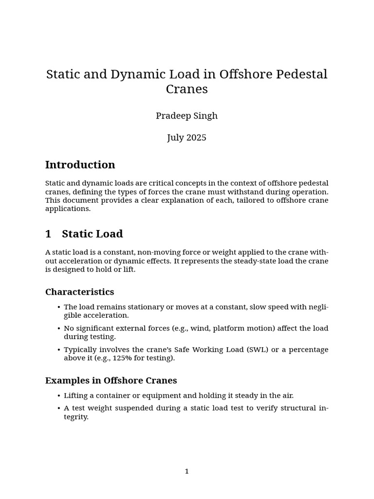 Static vs Dynamic Loads in Offshore Cranes | PDF | Crane (Machine ...