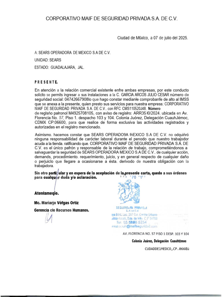 Corporativo Maif de Seguridad Privada Sa de Cv-1 | PDF