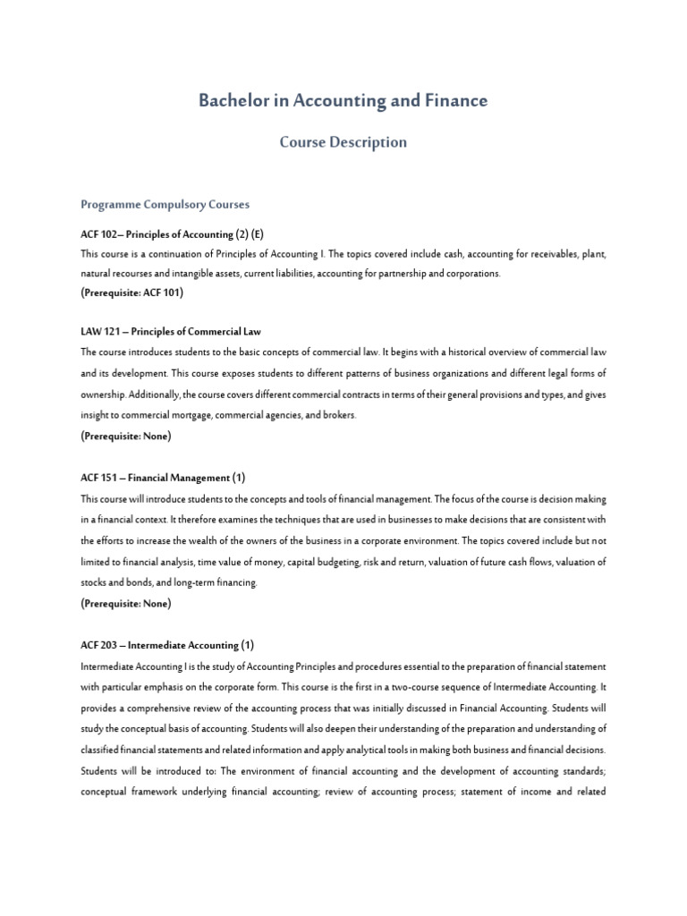 Bachelor in Accounting & Finance Program | PDF | Audit | Financial ...