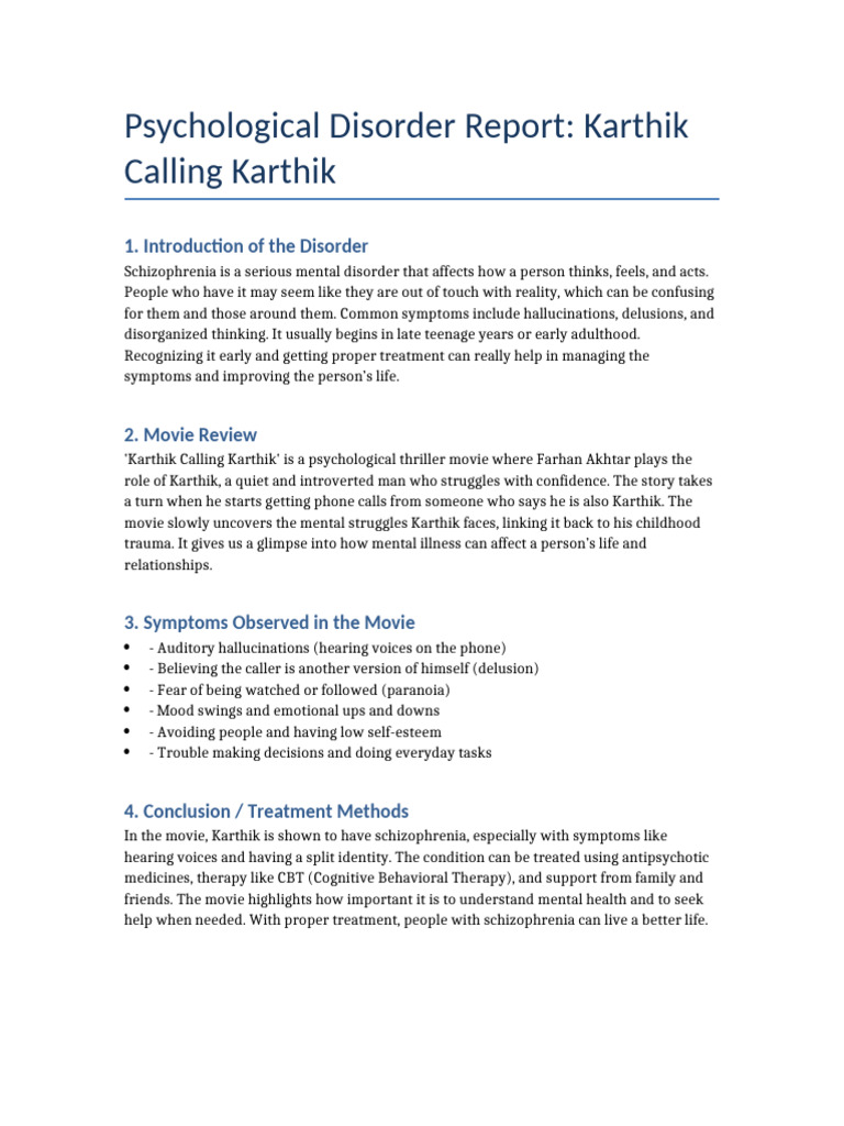 Karthik Calling Karthik Student Report | PDF