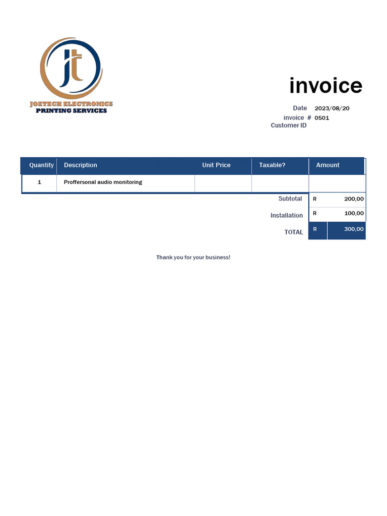 Invoice for Audio Monitoring Services | PDF