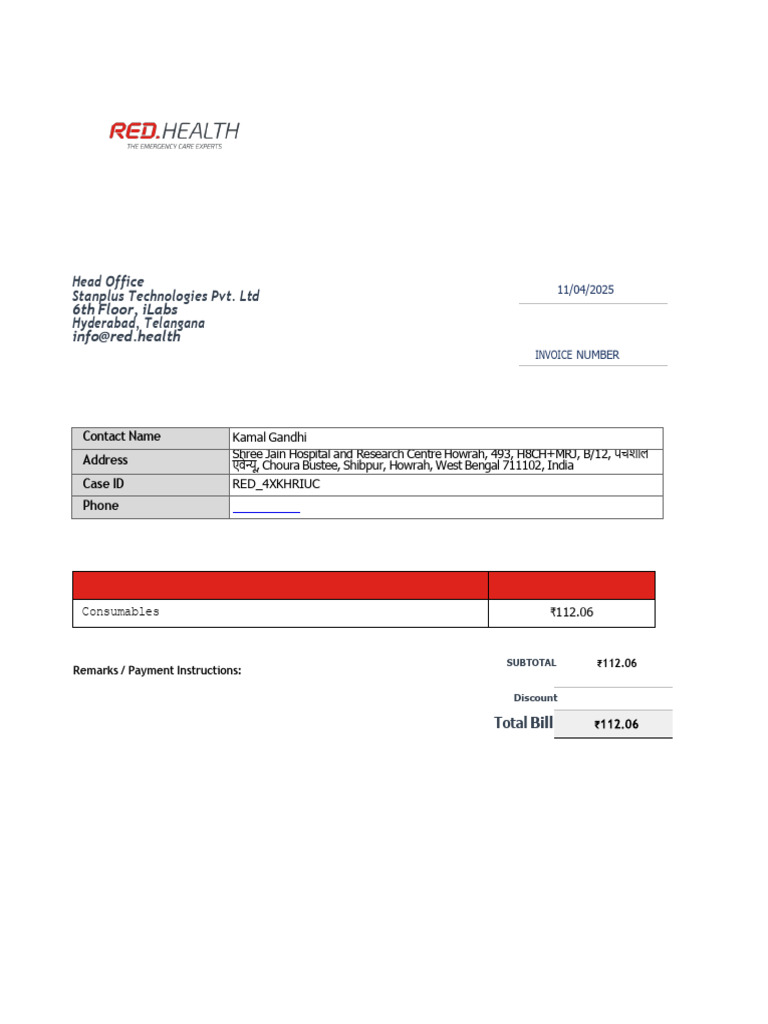 Invoice for Ambulance Trip Expenses | PDF