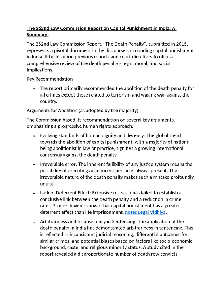262nd Law Commission Report on Death Penalty | PDF | Capital Punishment ...