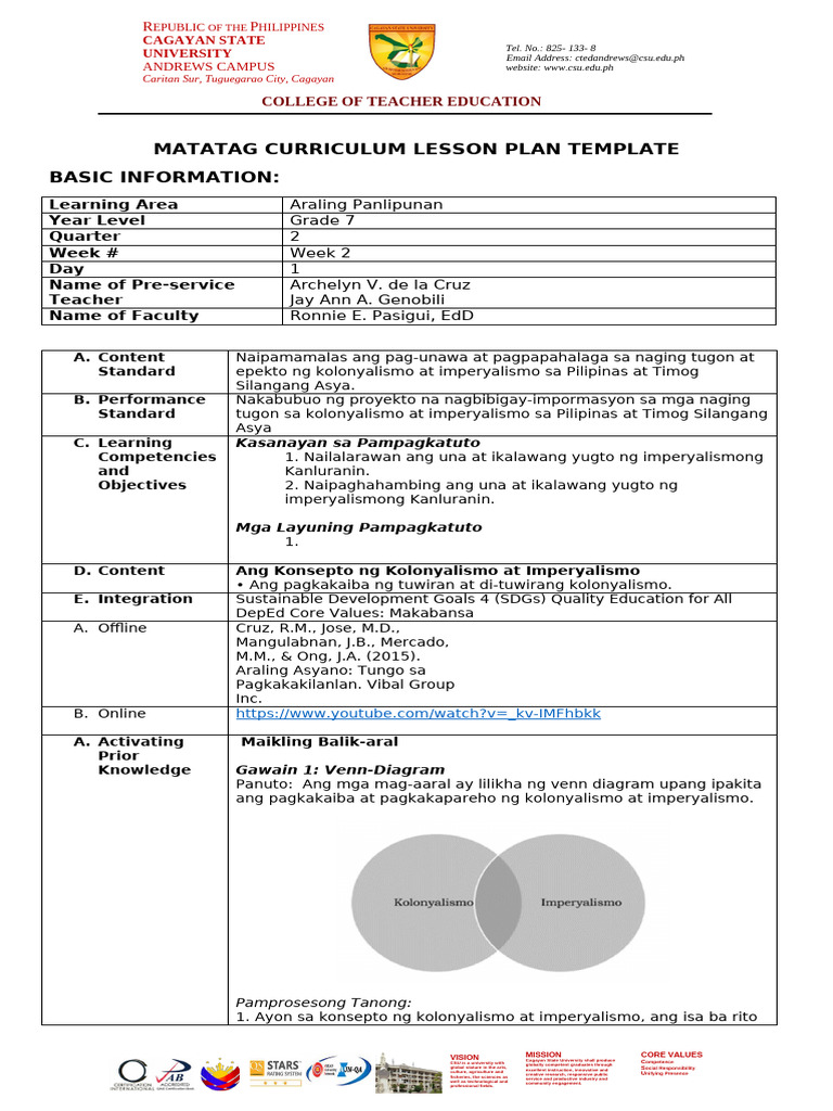 Matatag Lesson Plan Template | PDF | Pedagogy | Human Communication