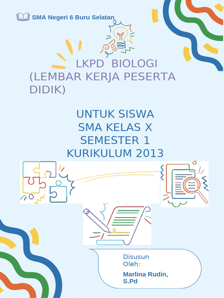 (Ukuran Asli) Biru Ungu Ceria Lucu Cover Modul Pembelajaran Dokumen A4 ...