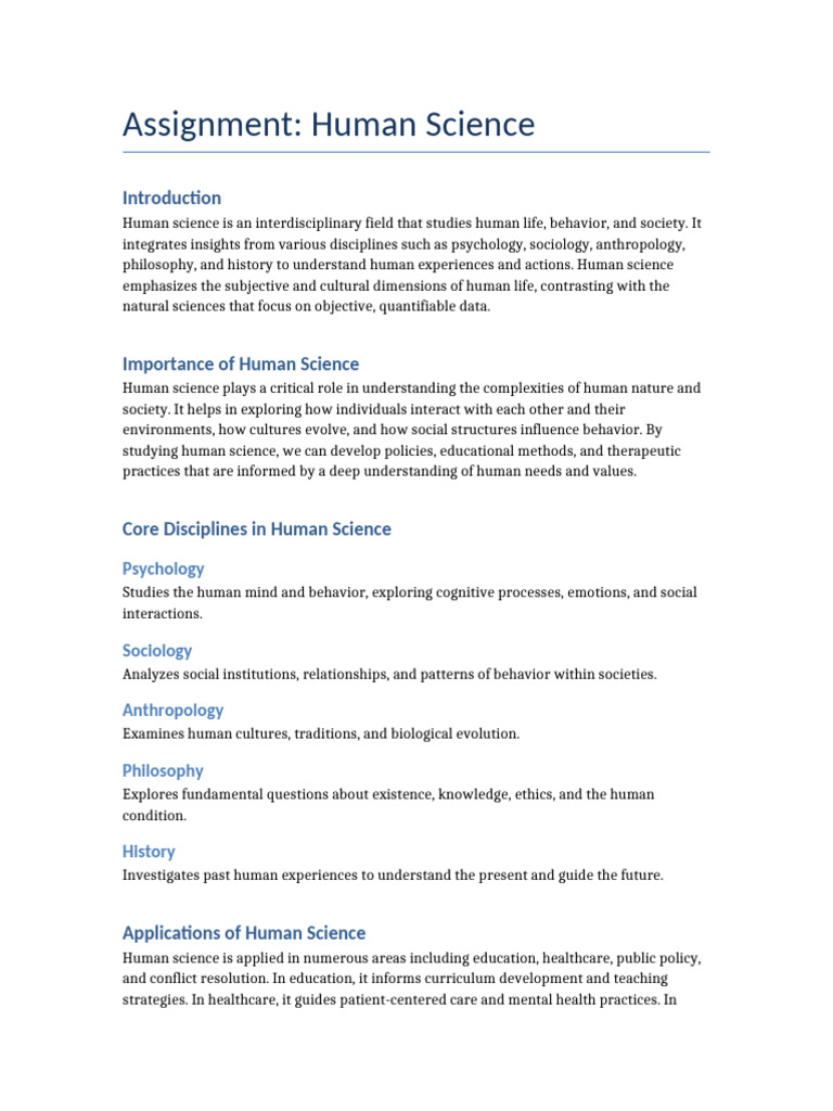 Understanding Human Science Essentials | PDF