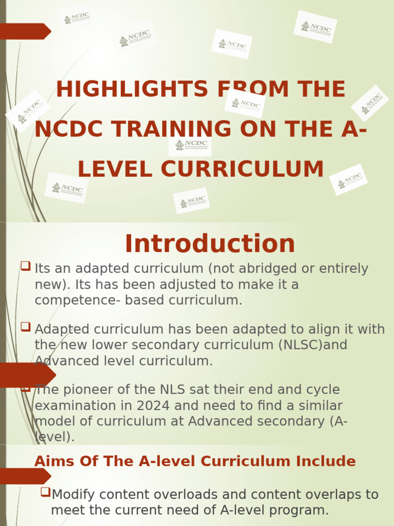 NCDC A-Level Curriculum Training Highlights | PDF | Curriculum ...