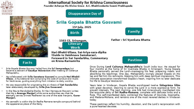 Disappearance Day of Srila Gopala Bhatta Gosvami | PDF | Vaishnavism | Monotheistic Religions