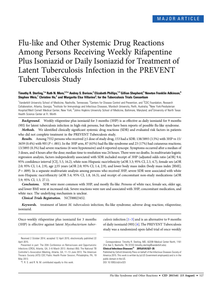 3hp in TB Treatment For The Latent Tuberculosis Treatment | PDF ...