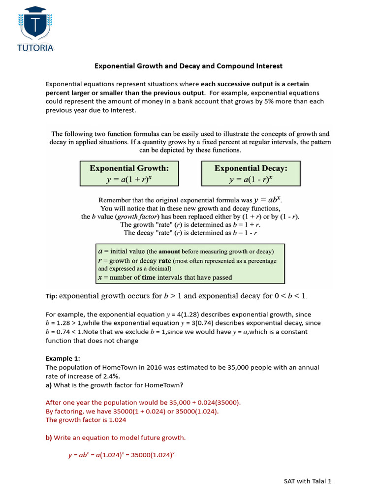 Exponential Growth and Decay Explained | PDF | Applied Mathematics