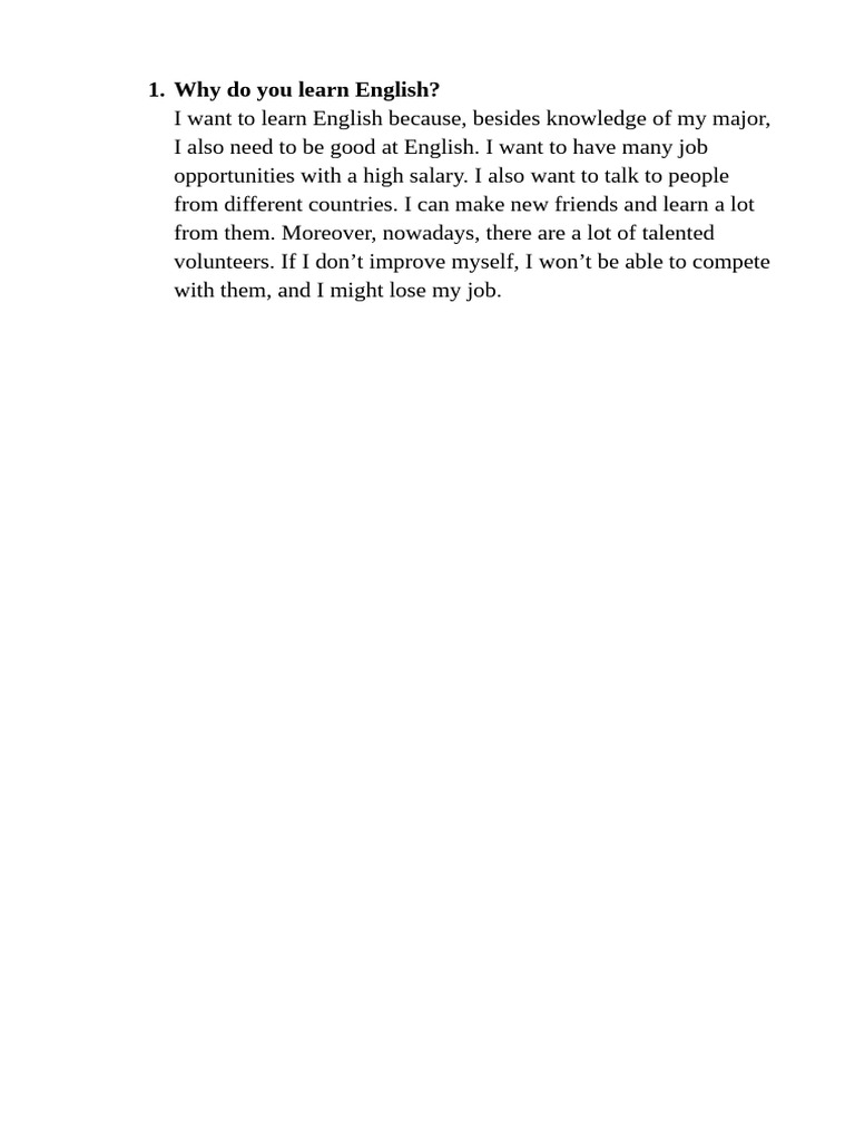 Why Do You Learn English | PDF