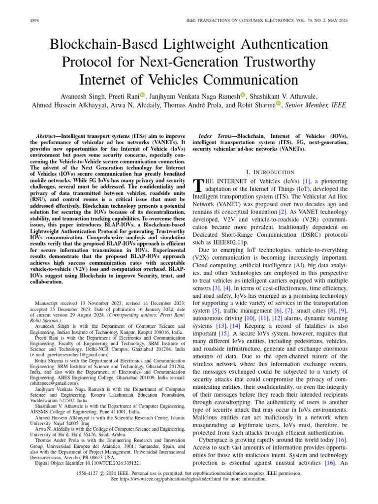 Blockchain-Based Lightweight Authentication Protocol For Next-Generation Trustworthy Internet of ...