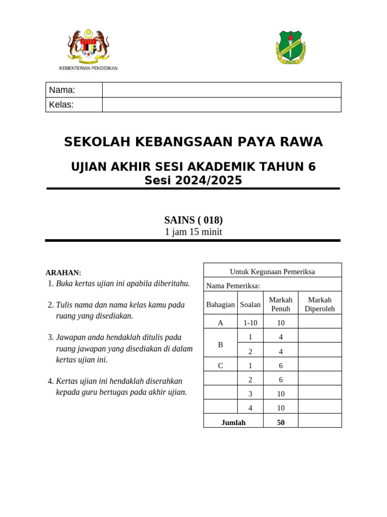 06 Tapak Instrumen Sains Tahun 6 | PDF