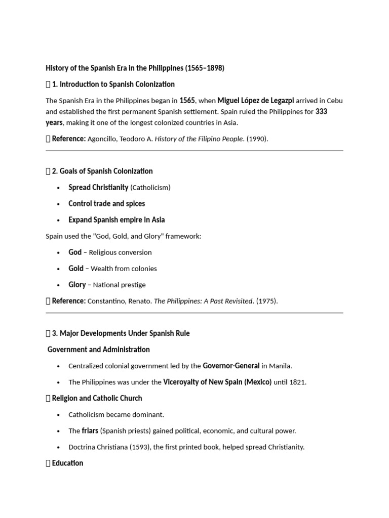 Spanish Era in the Philippines (1565-1898) | PDF | Philippines ...