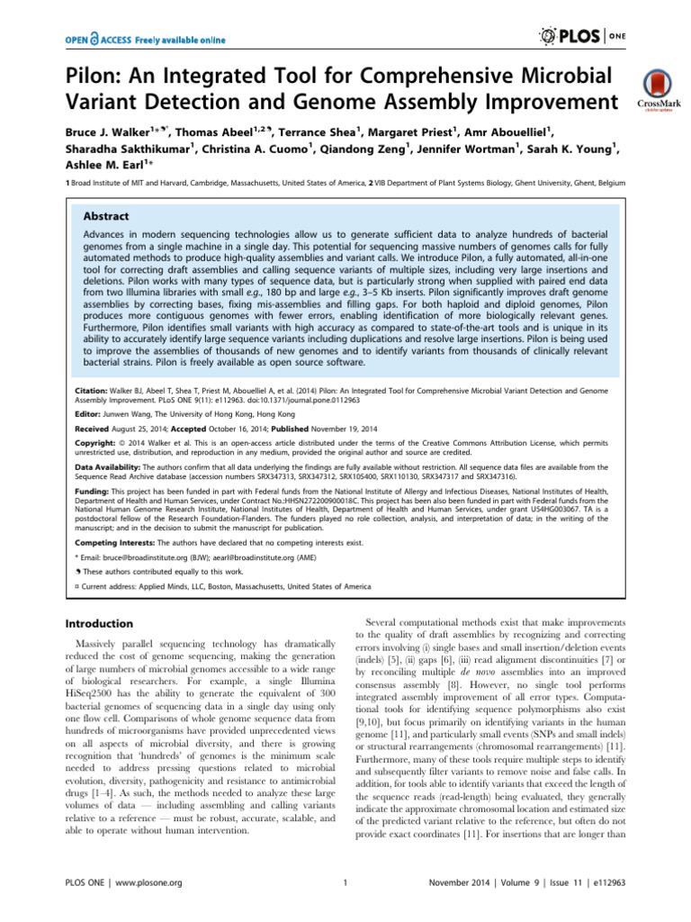 Pilon: An Integrated Tool For Comprehensive Microbial Variant Detection and Genome Assembly ...