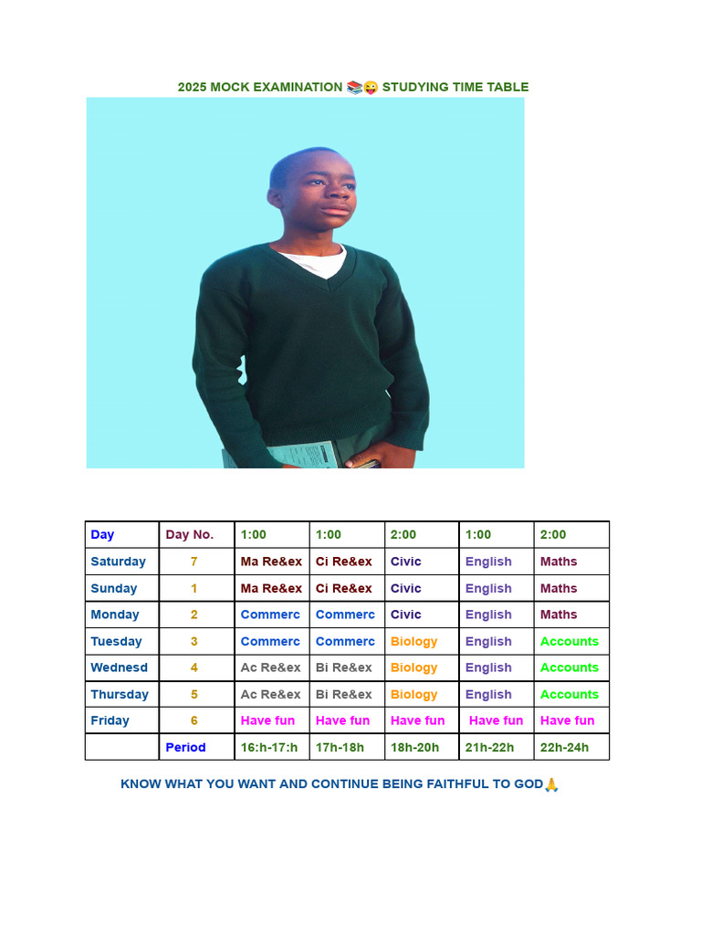 2025 Mock Exam Study Schedule | PDF