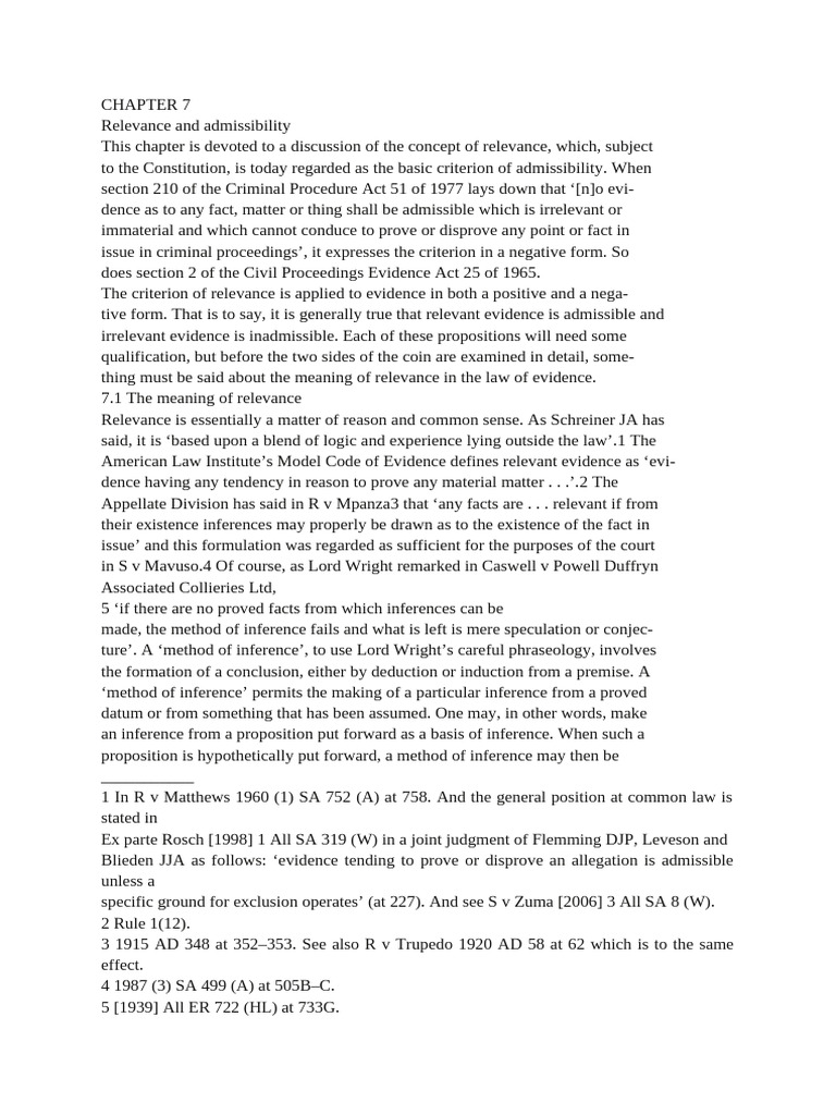 Understanding Relevance in Evidence Law | PDF | Relevance (Law) | Evidence