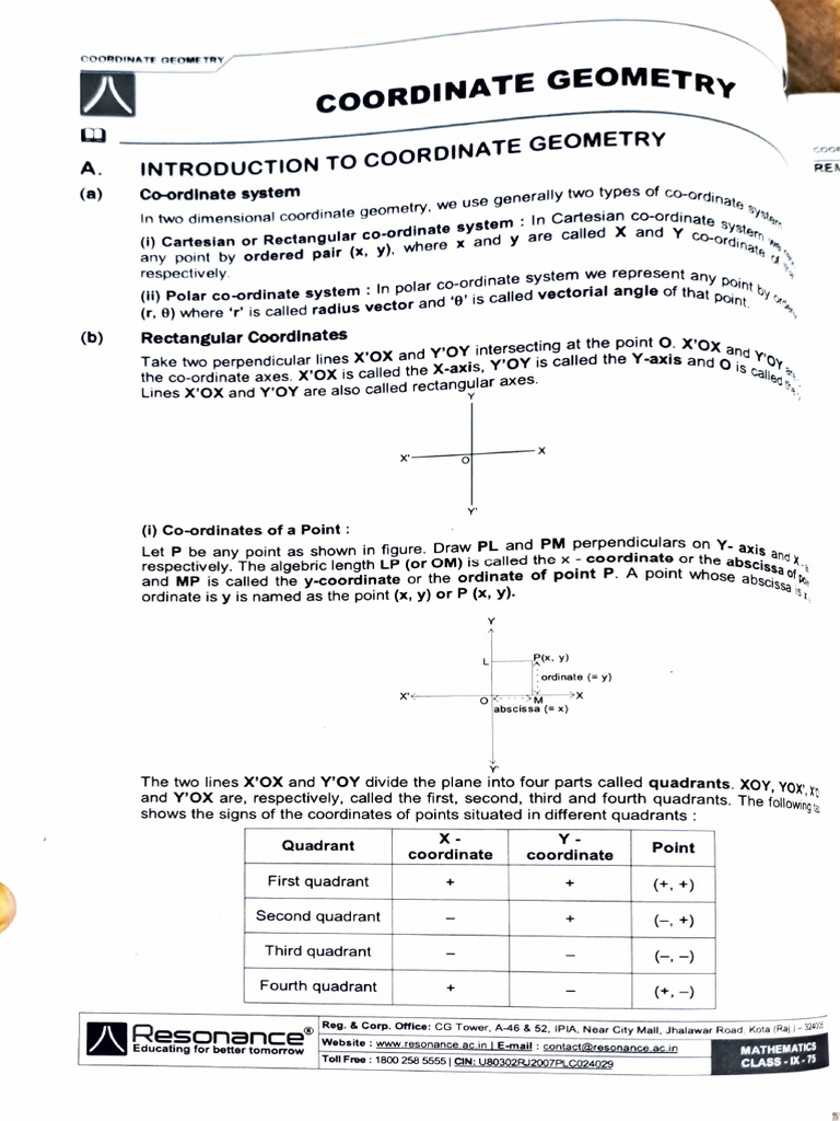 Co Ordinate Geometry Resonance | PDF | Cartesian Coordinate System ...