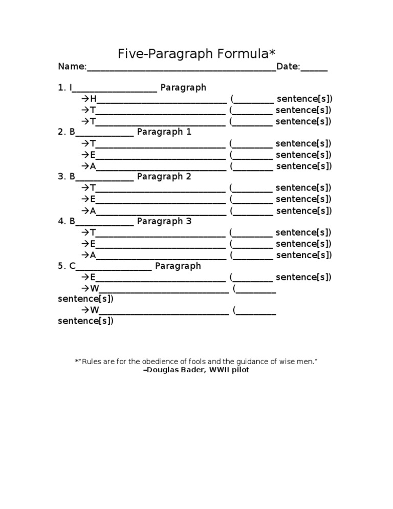 Five Paragraph Formula | PDF