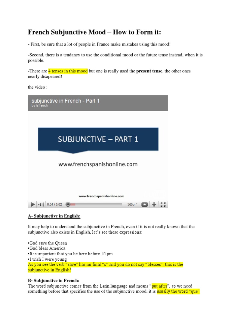 French Subjunctive Mood 1 | PDF | Grammatical Tense | Semantics