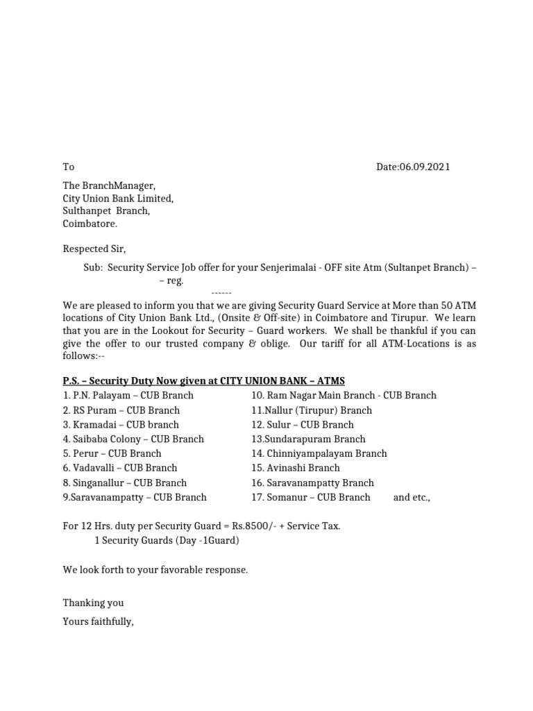 New Sec Letter of Sulthanpet Branch - Senjerimalai | PDF