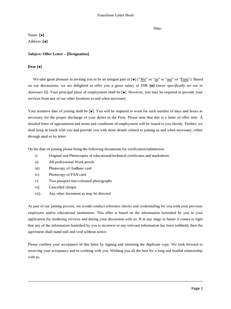 Offer Letter | PDF