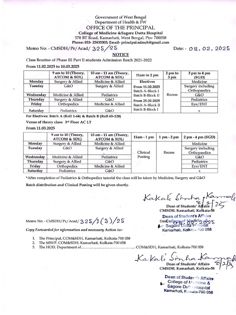 Class Routine of Phase III of Part II Admission Batch 2021-22 | PDF