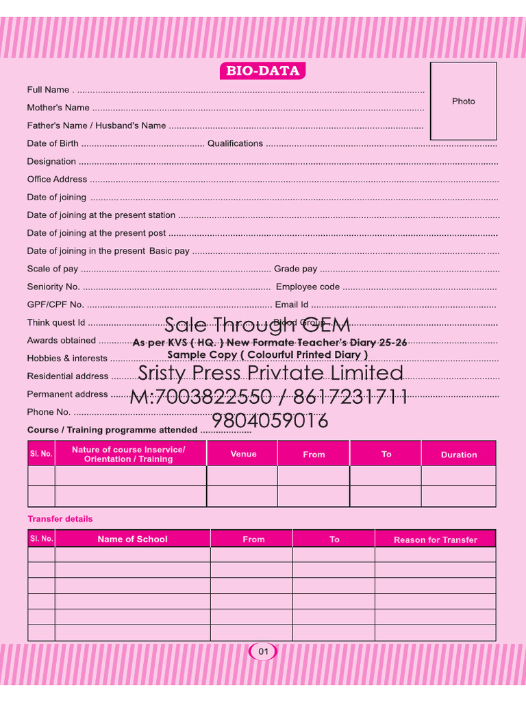 KVS (HQ) 2025-26 NewTeachers Diary Final | PDF | Teachers | Pedagogy