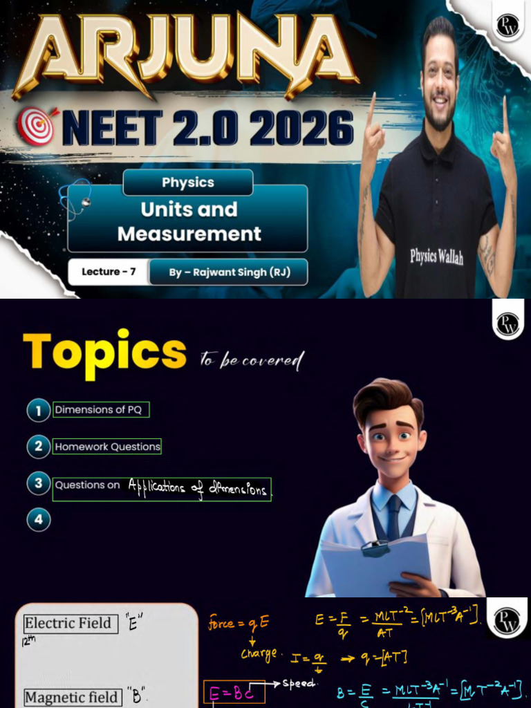 Units and Measurement 07: Class Notes - Arjuna NEET 2.0 2026 | PDF