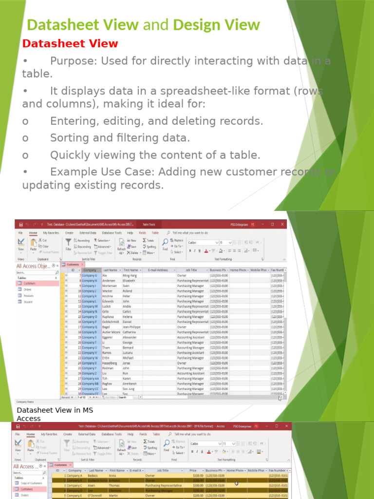Datasheet View and Design View | PDF | Microsoft Access | Table (Database)