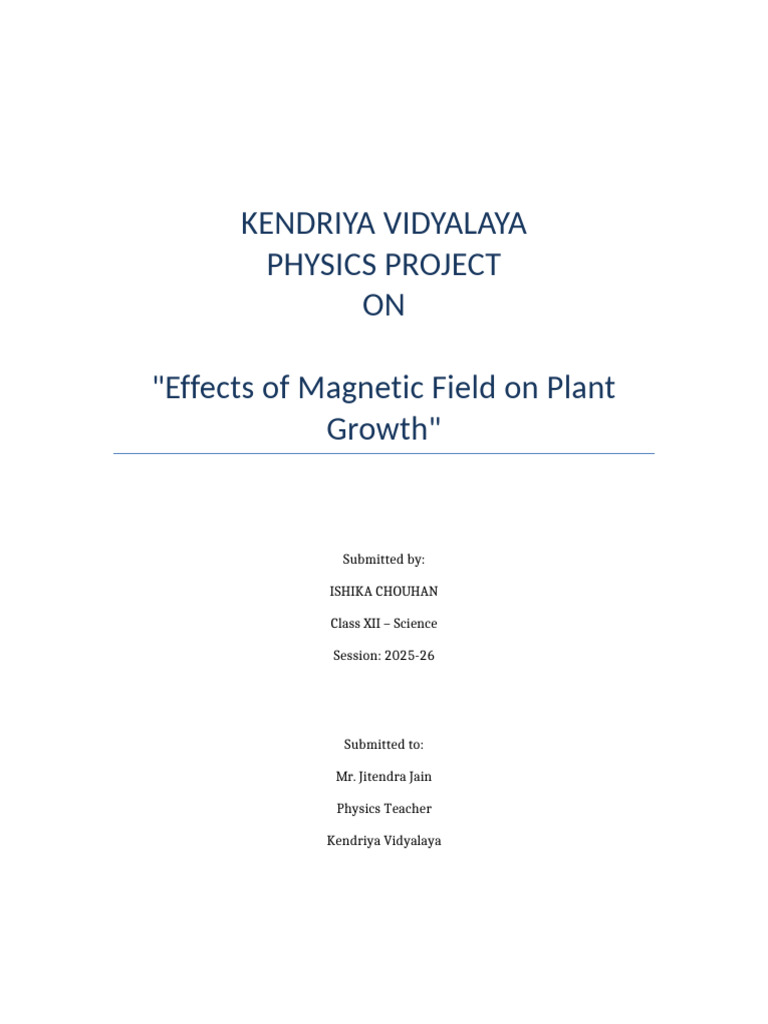 Physics Project Magnetic Field On Plants | PDF