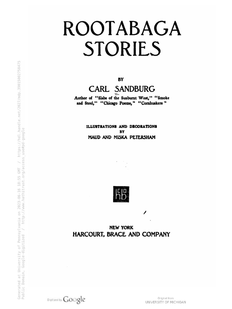 Sandburg Rootabaga Stories 1922 | PDF