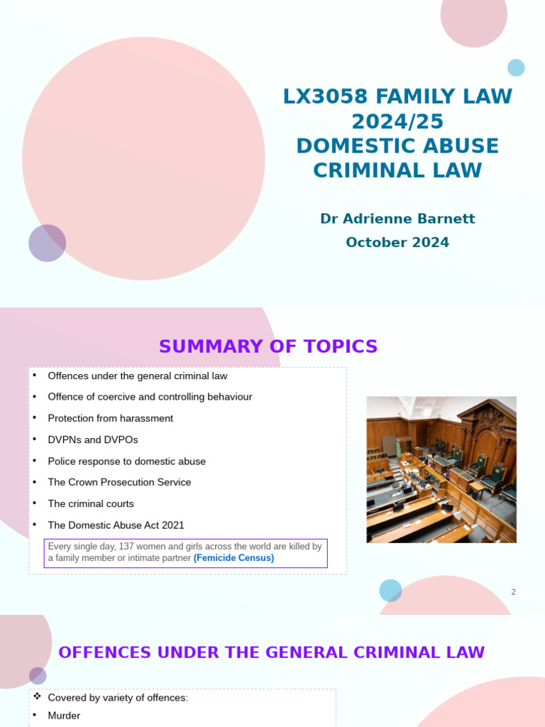 Domestic Abuse and Criminal Law Overview | PDF | Stalking | Arrest