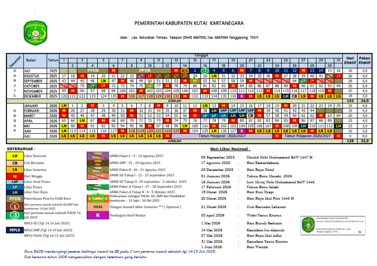 Draft Kalender Pendidikan 2025-2026 | PDF