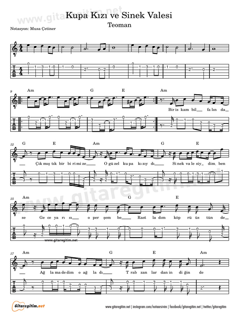 Kupa Kizi Ve Sinek Valesi Nota | PDF